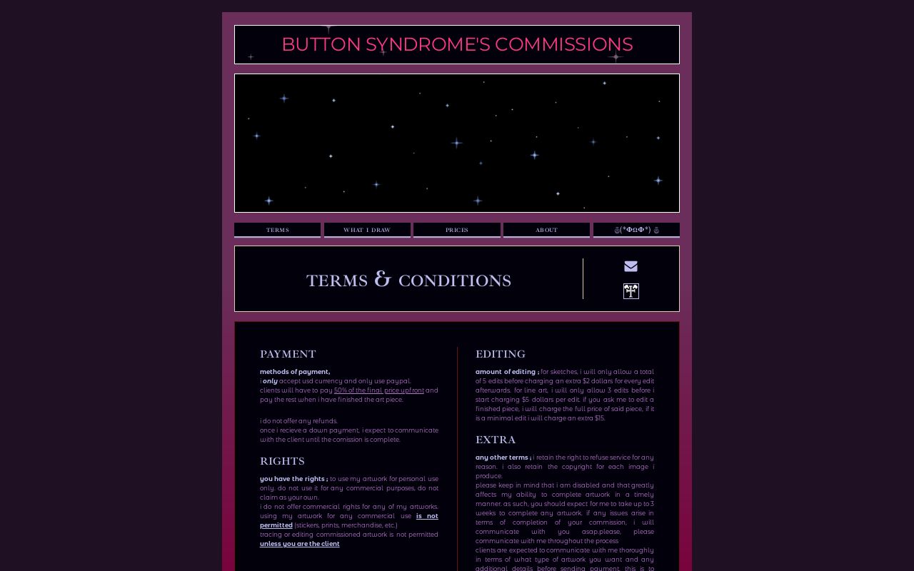 Button Syndrome's Commissions